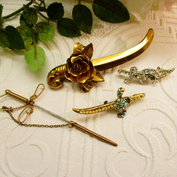 Vintage | Jewelry | Vintage Sword Saber Cutlass Rapier Brooch Lot ...